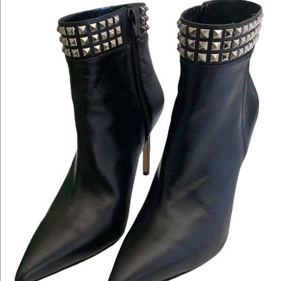 Manolo Blahnik | Shoes | Manolo Blahnik Leather Studded Accents Boots ...